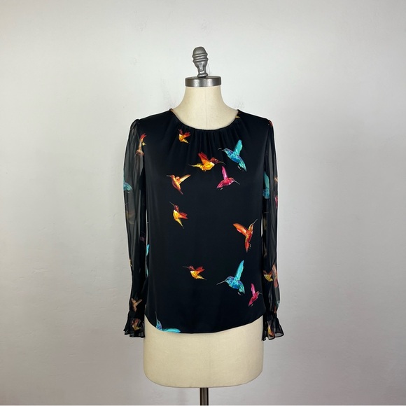 Ports | Tops | Ports Black Watercolor Hummingbird Blouse | Poshmark